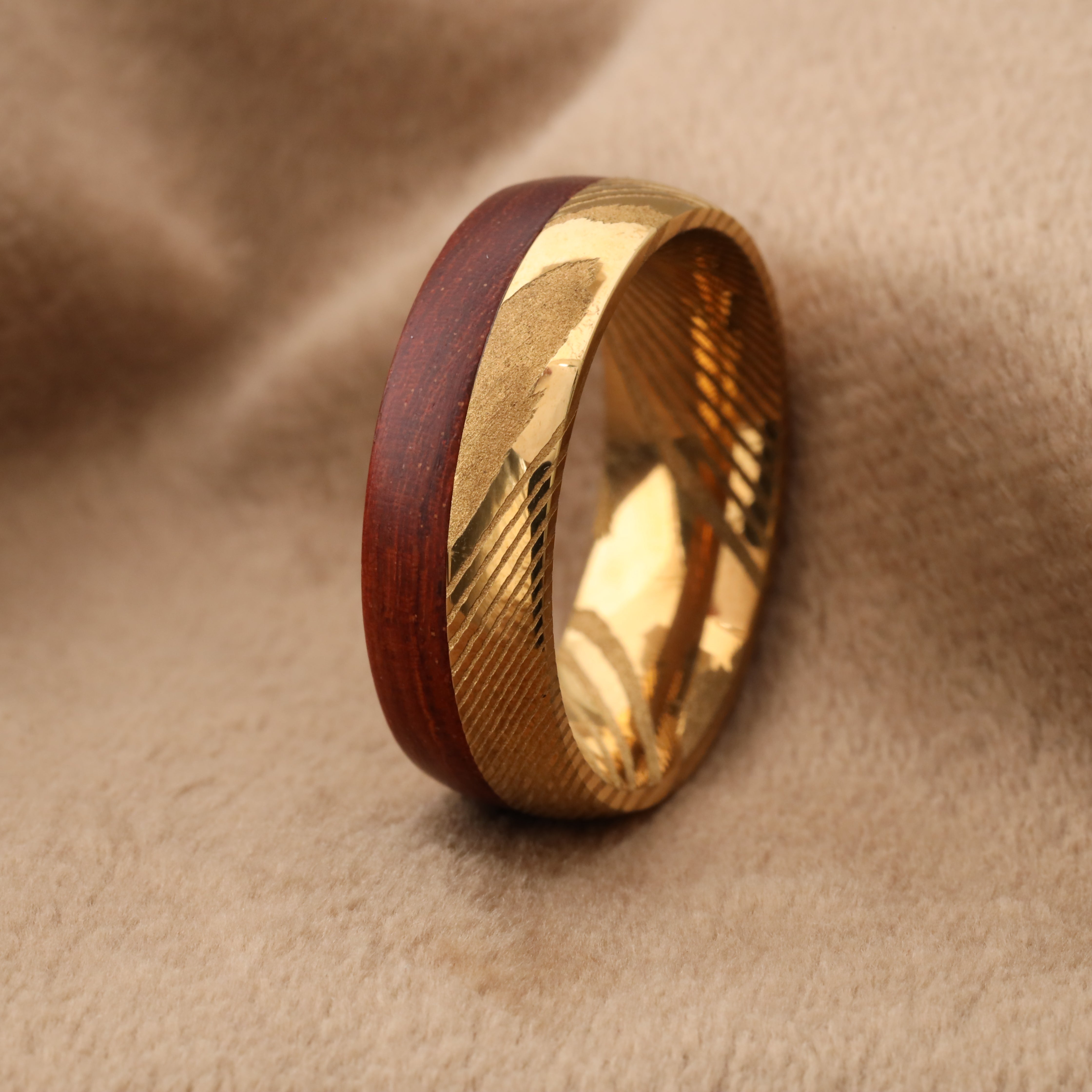 A120 Damascus Steel Ring Dark Koa Wood 8mm Ultimate Strength - Elegant ...